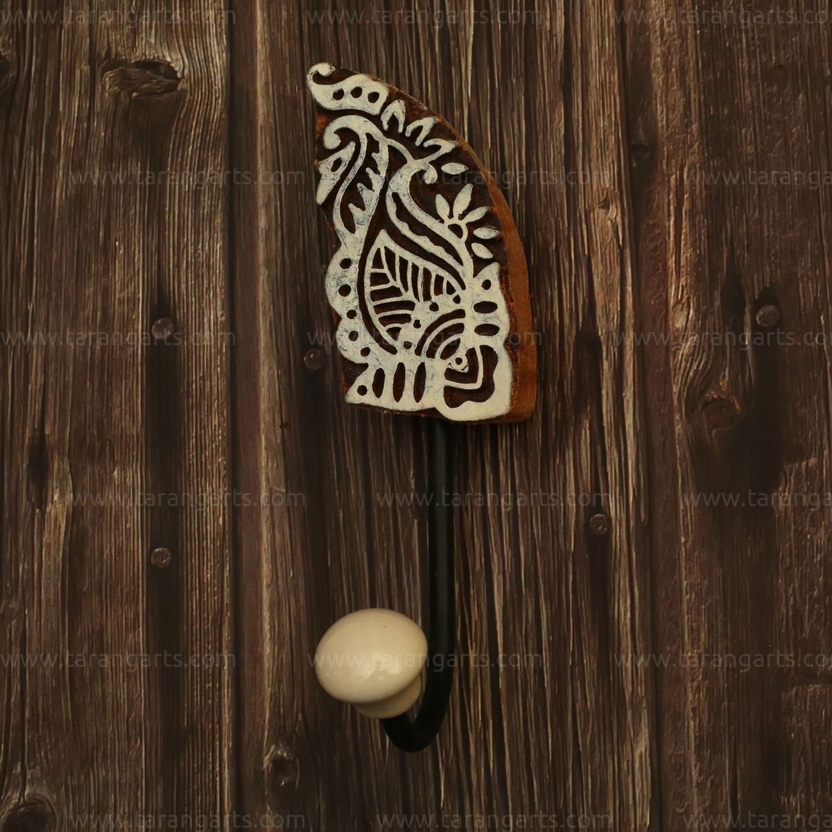Carved Wood Wall Hook Java Carved Wooden Wall Hook|Handmade|Australia